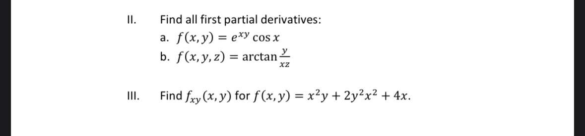 Solved II. ﻿Find all first partial | Chegg.com