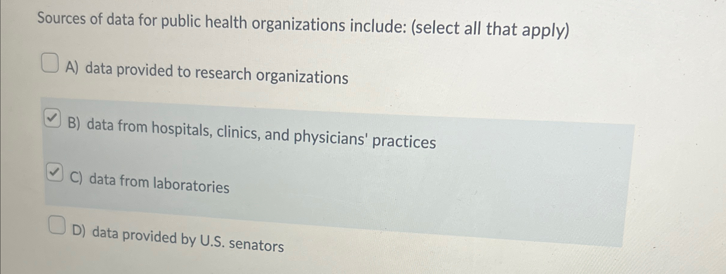 Solved Sources of data for public health organizations | Chegg.com