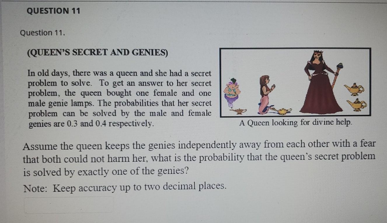 Solved QUESTION 11 Question 11. (QUEEN'S SECRET AND GENIES) | Chegg.com