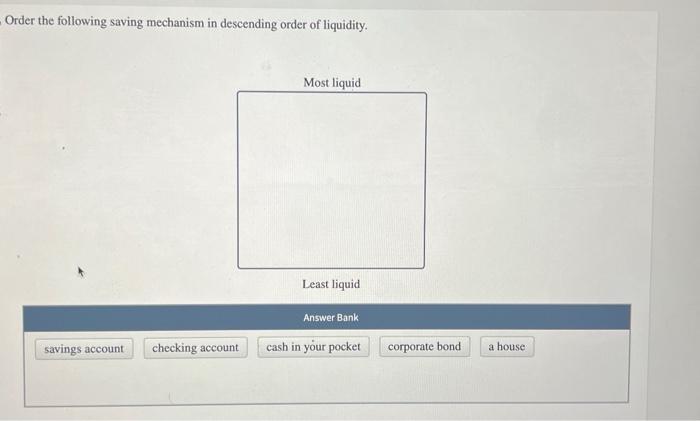 Solved Order the following saving mechanism in descending | Chegg.com