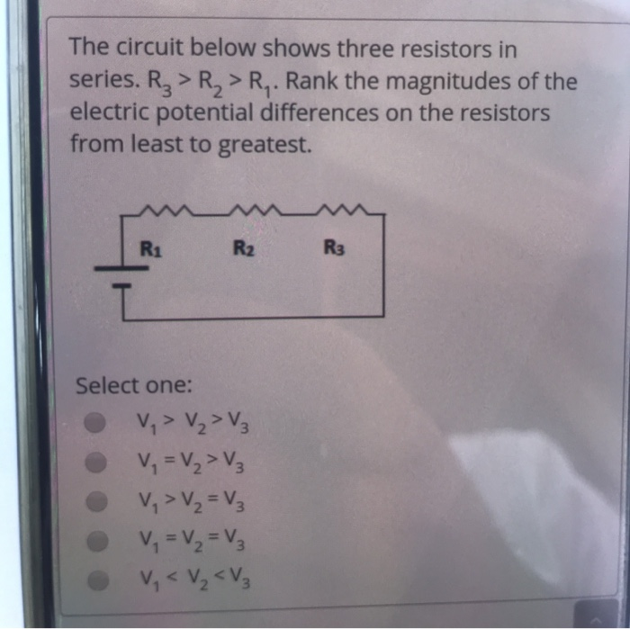 Solved The circuit below shows three resistors in series. R3 | Chegg.com