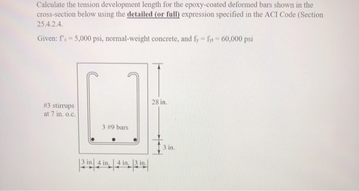 Solved Calculate the tension development length for the | Chegg.com