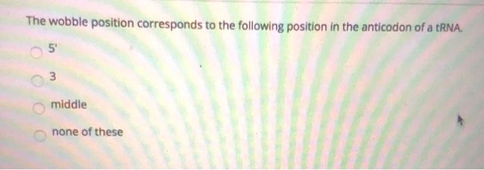 Solved The wobble position corresponds to the following | Chegg.com