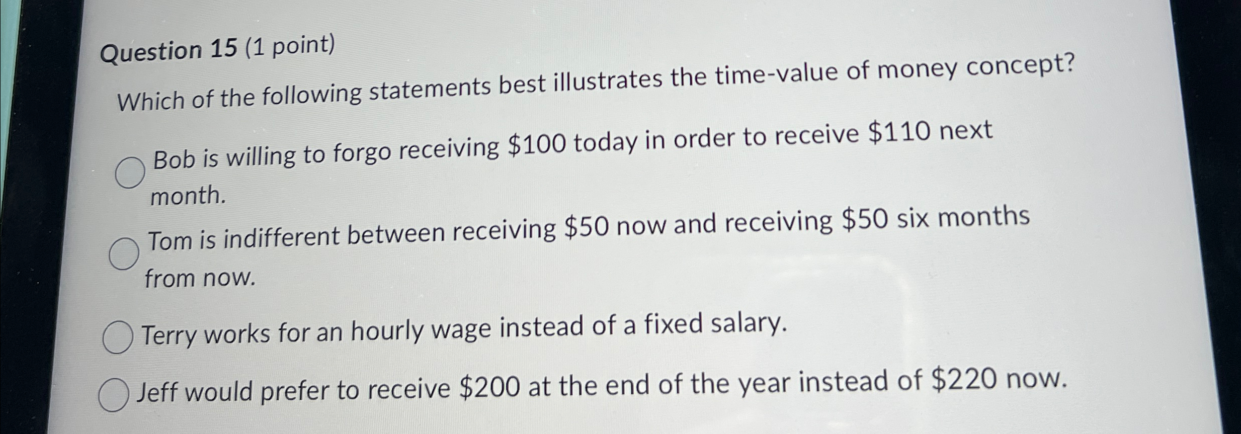 Solved Question 15 (1 ﻿point)Which of the following | Chegg.com
