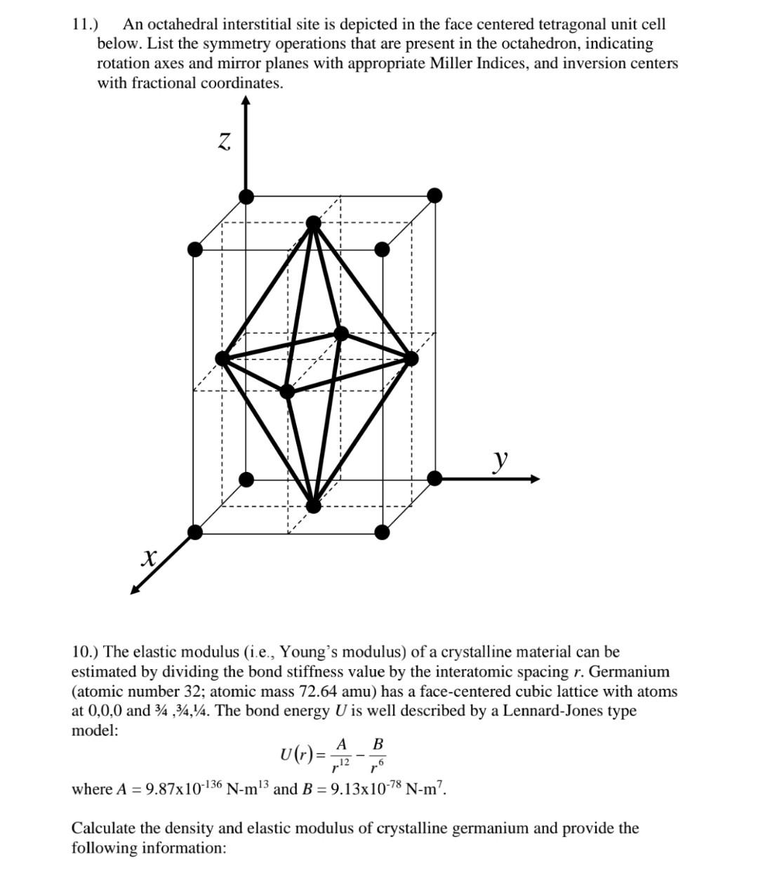 11.) An octahedral interstitial site is depicted in | Chegg.com