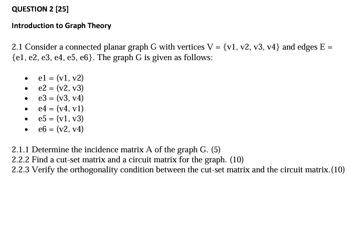 Solved QUESTION 2 [25]Introduction to Graph Theory2.1 | Chegg.com