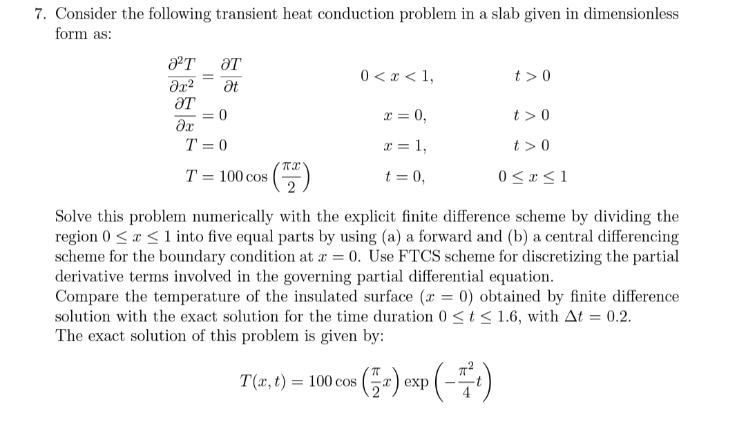 Solved Consider the following transient heat conduction | Chegg.com