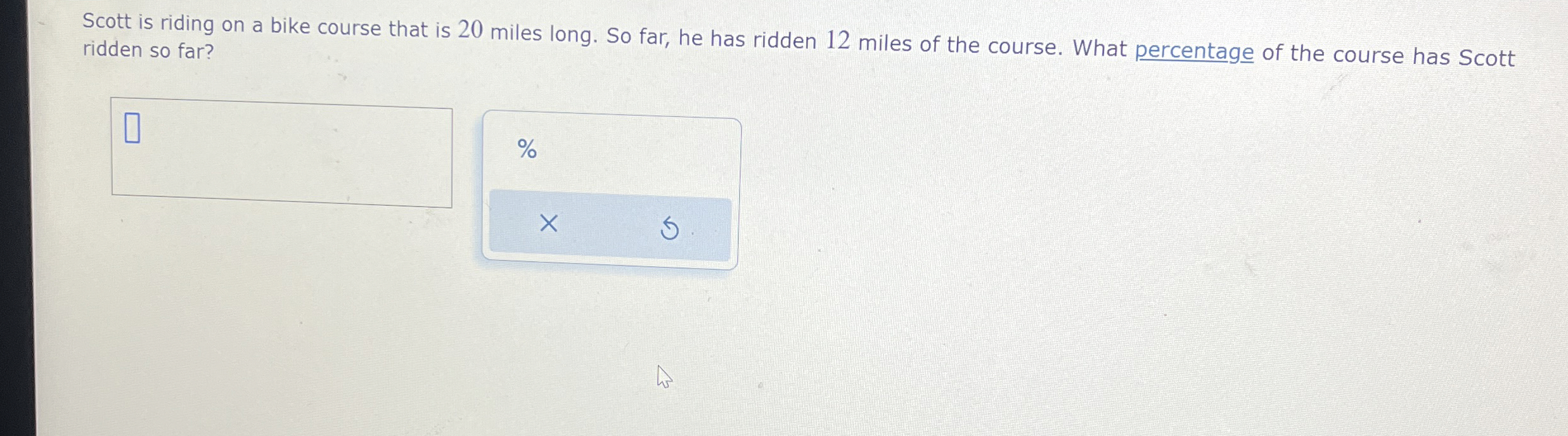 Solved Scott is riding on a bike course that is 20 ﻿miles | Chegg.com