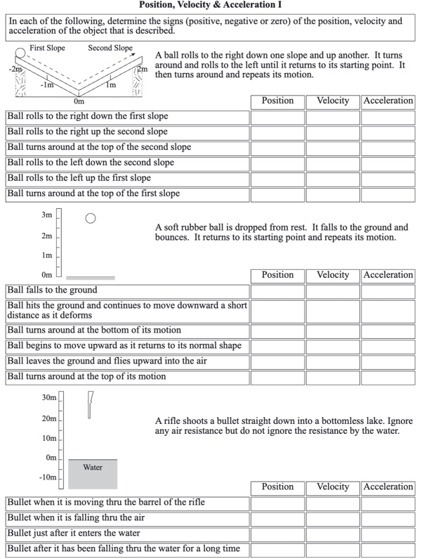 Solved Position, Velocity & Acceleration IIn each of the | Chegg.com