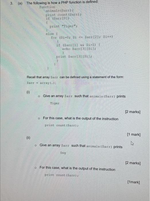 Solved (a) The following is how a PHP function is defined. | Chegg.com