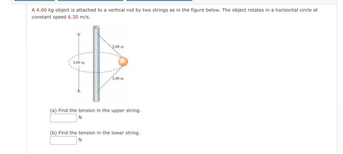 Solved A 4.60 kg object is attached to a vertical rod by two | Chegg.com