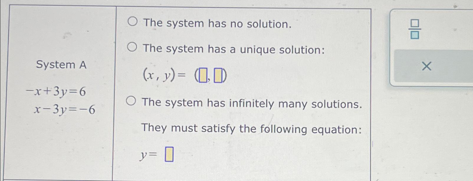 The system has no solution.The system has a unique | Chegg.com