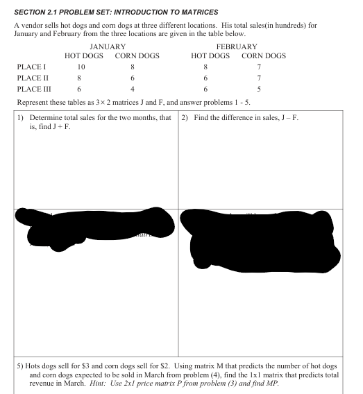 Solved Section 2 1 problem Set Introduction To Matricesa