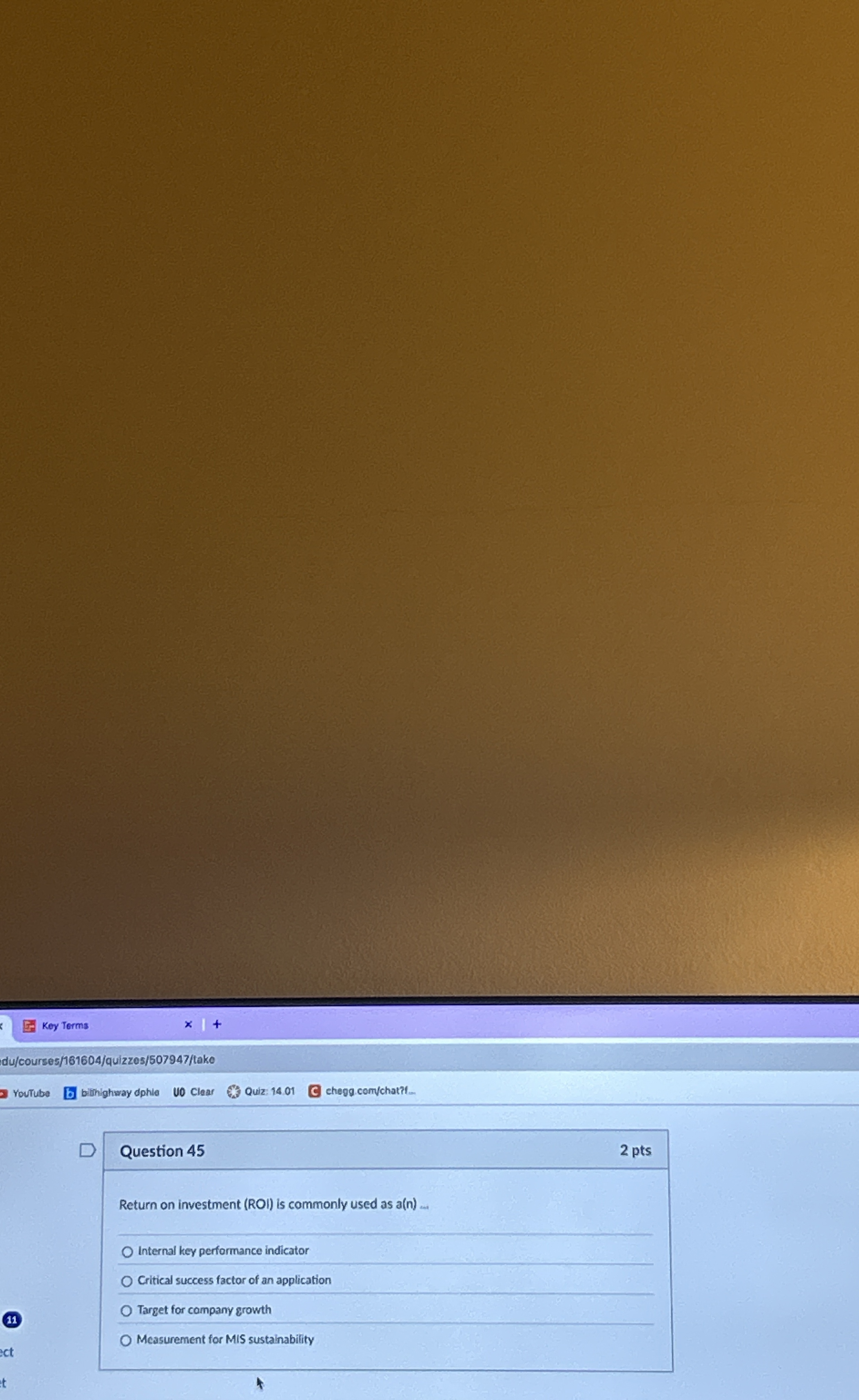 Solved Question 45Return on investment (ROI) ﻿is commonly | Chegg.com