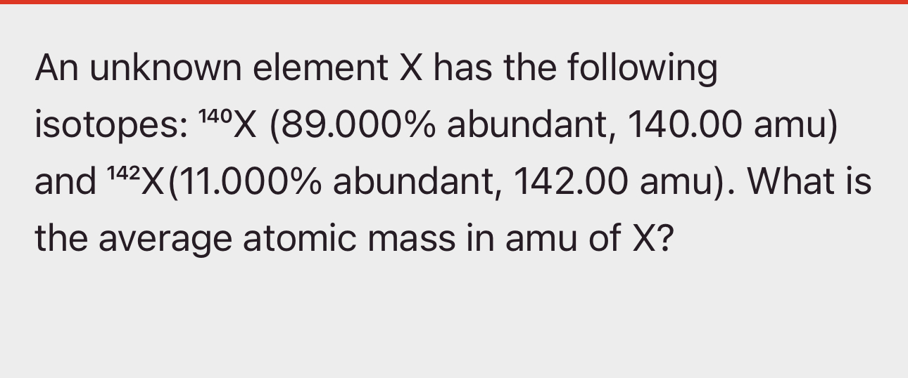 Solved An unknown element x ﻿has the followingisotopes: | Chegg.com