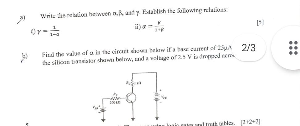 Solved a) Write the relation between α,β, and γ. Establish | Chegg.com