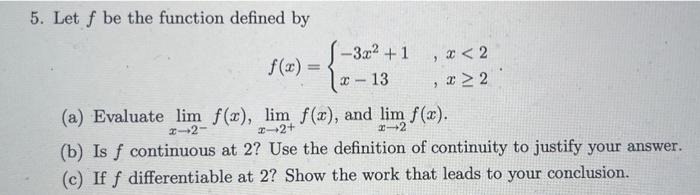 Solved 5. Let f be the function defined by | Chegg.com