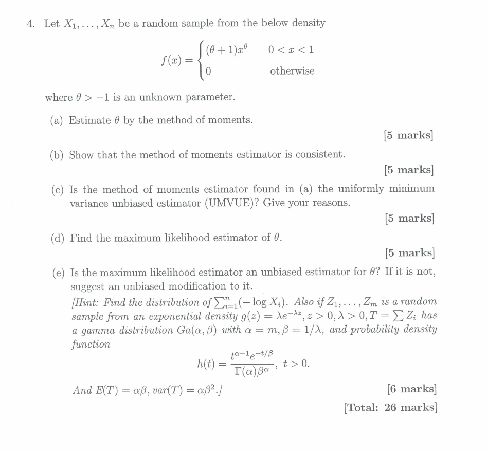 Solved Let x1,dots,xn be ﻿a random sample from the below | Chegg.com