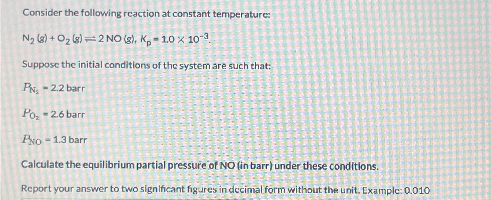 Solved Consider the following reaction at constant | Chegg.com
