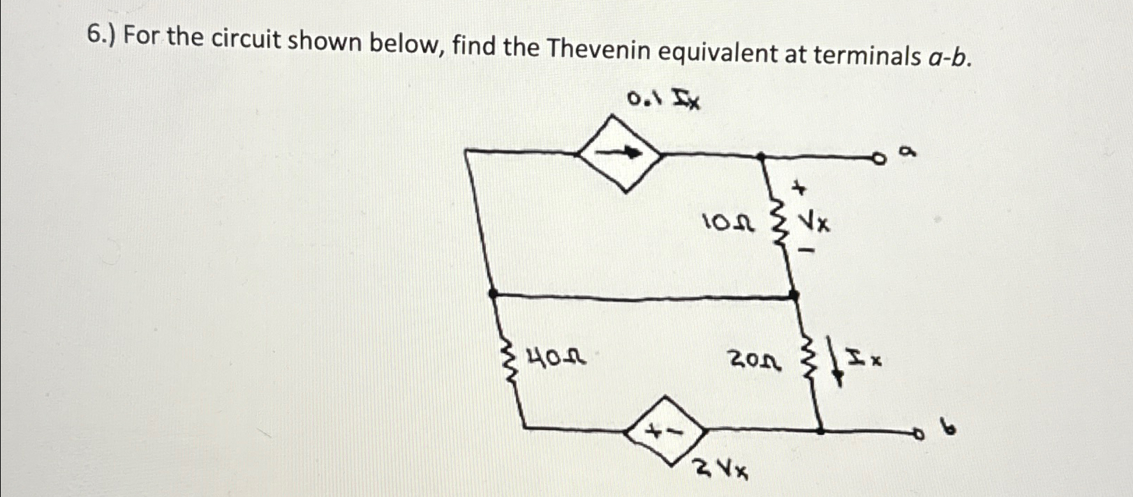 Solved 6.) ﻿For the circuit shown below, find the Thevenin | Chegg.com