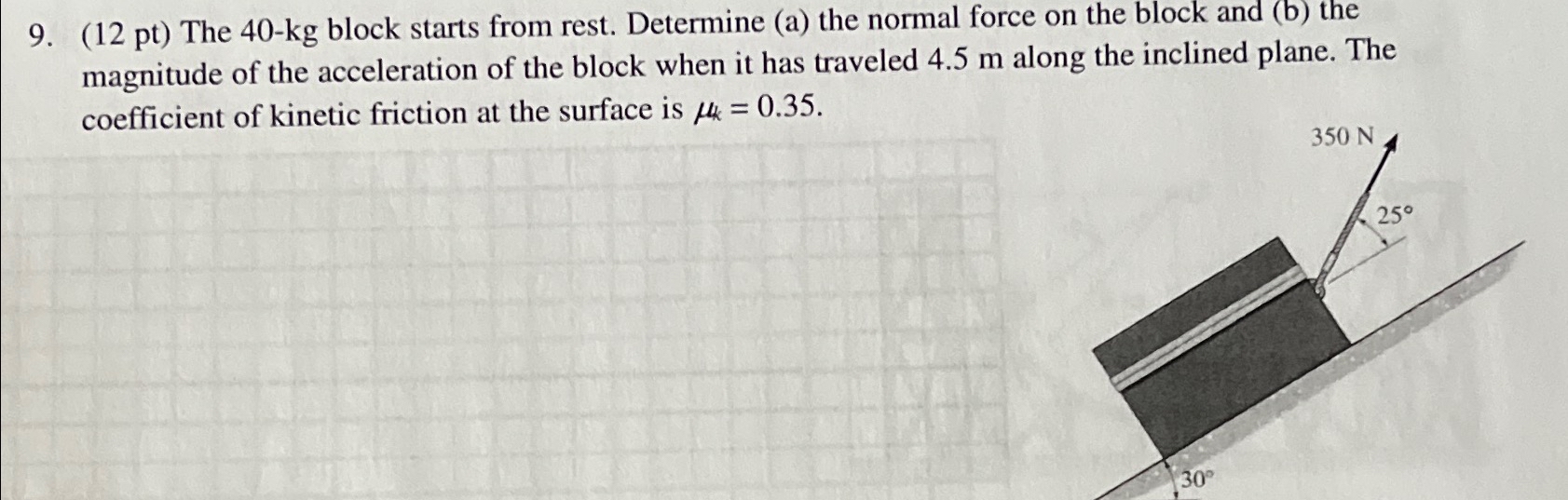 Solved (12 ﻿pt) ﻿The 40-kg ﻿block starts from rest. | Chegg.com