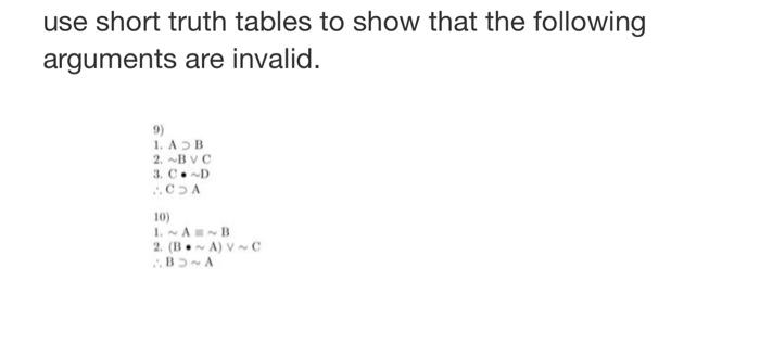 Solved use short truth tables to show that the following | Chegg.com