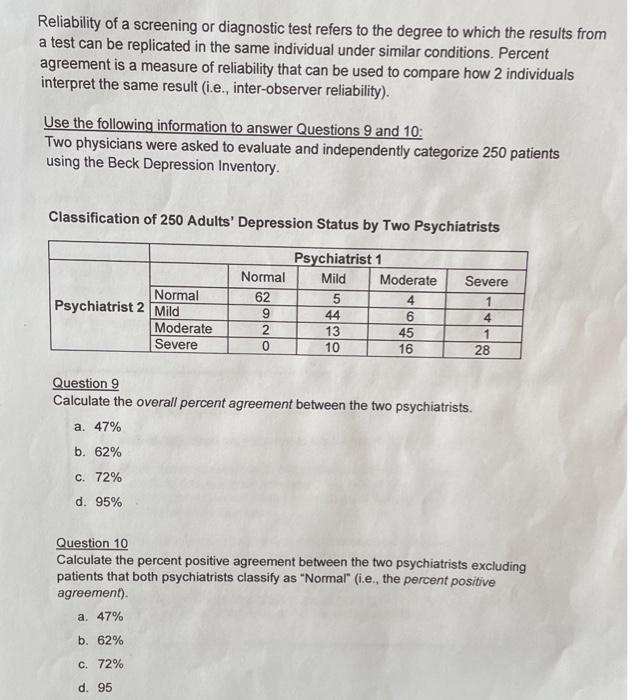 Solved Epidemiology (Biostats): Please answer questions 8-10 | Chegg.com