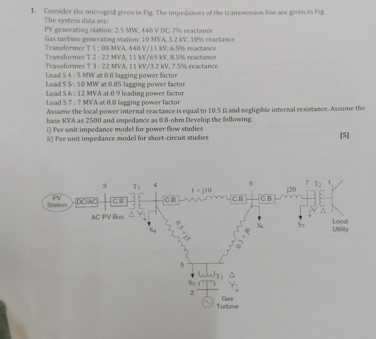 Solved 1. Consider the microgrid given in Fig. The | Chegg.com