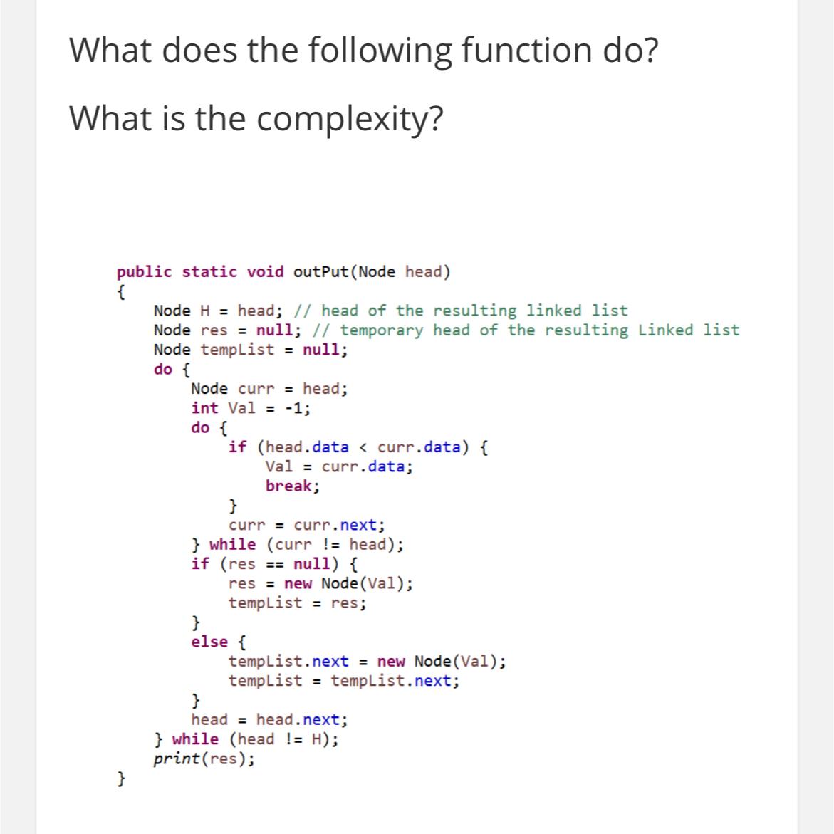 Solved What does the following function do?What is the | Chegg.com