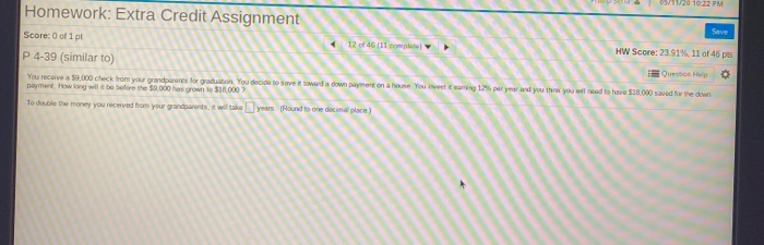 Solved 11/20 1022 FM Homework: Extra Credit Assignment | Chegg.com