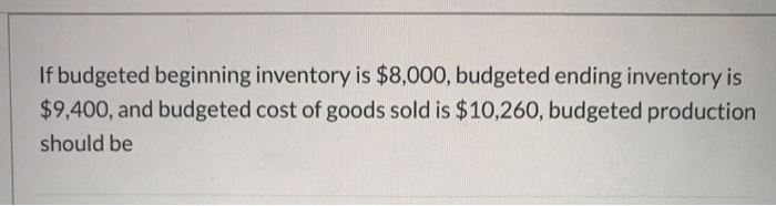 Solved If budgeted beginning inventory is $8,000, budgeted | Chegg.com