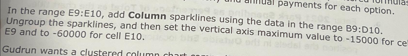 Solved In the range E9:E10, ﻿add Column sparkline Ungroup | Chegg.com