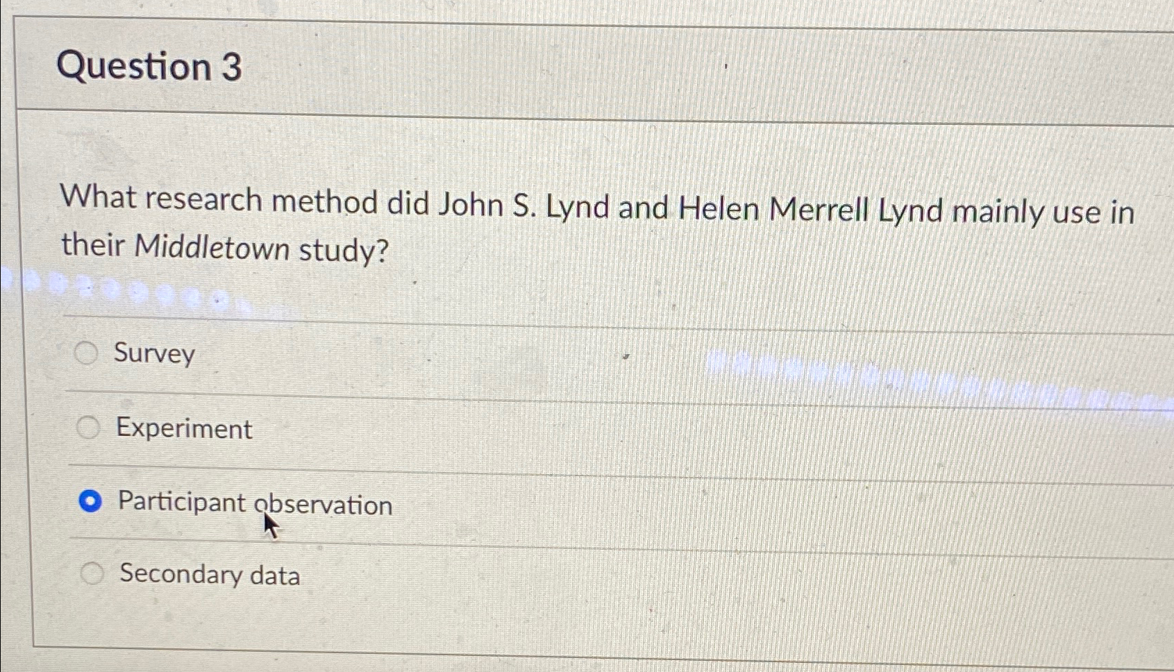Solved Question 3What research method did John S. ﻿Lynd and | Chegg.com