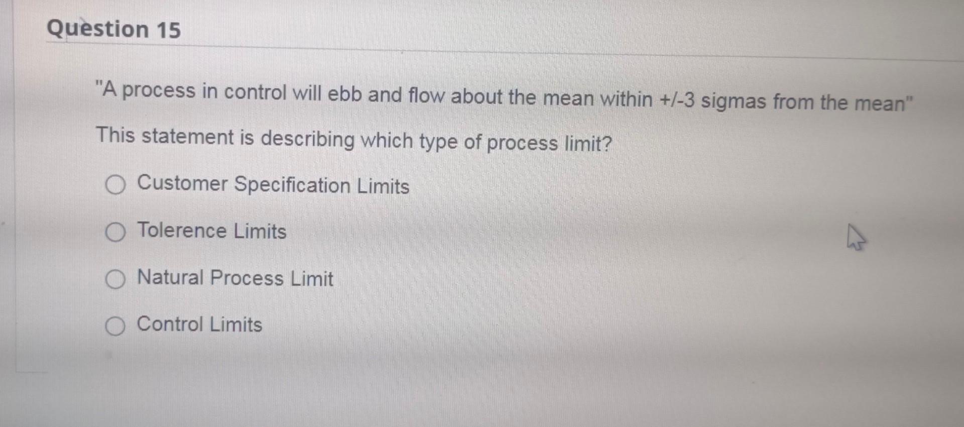 Solved "A process in control will ebb and flow about the | Chegg.com