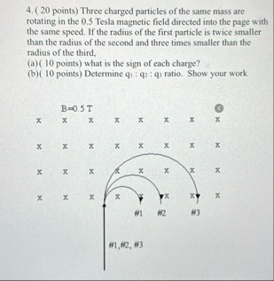 Solved ( 20 ﻿points) ﻿Three charged particles of the same | Chegg.com
