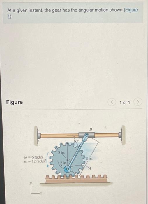 Solved At a given instant, the gear has the angular motion | Chegg.com