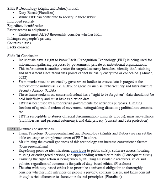 Solved by an EXPERT Topic: The Ethics of Facial Recognition | Chegg.com