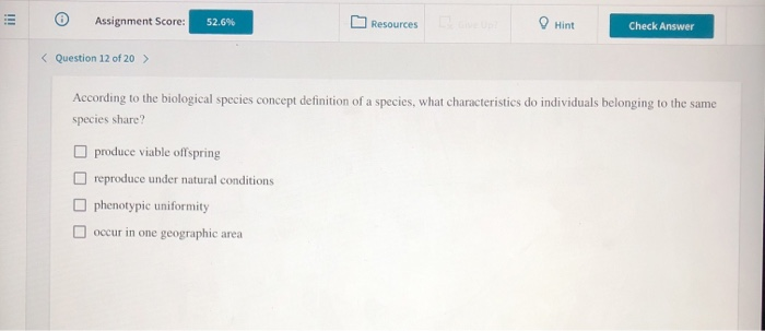 Solved Assignment Score: 52.6% Resources Hint Check Answer