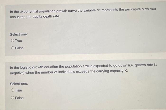 Solved In the exponential population growth curve the | Chegg.com