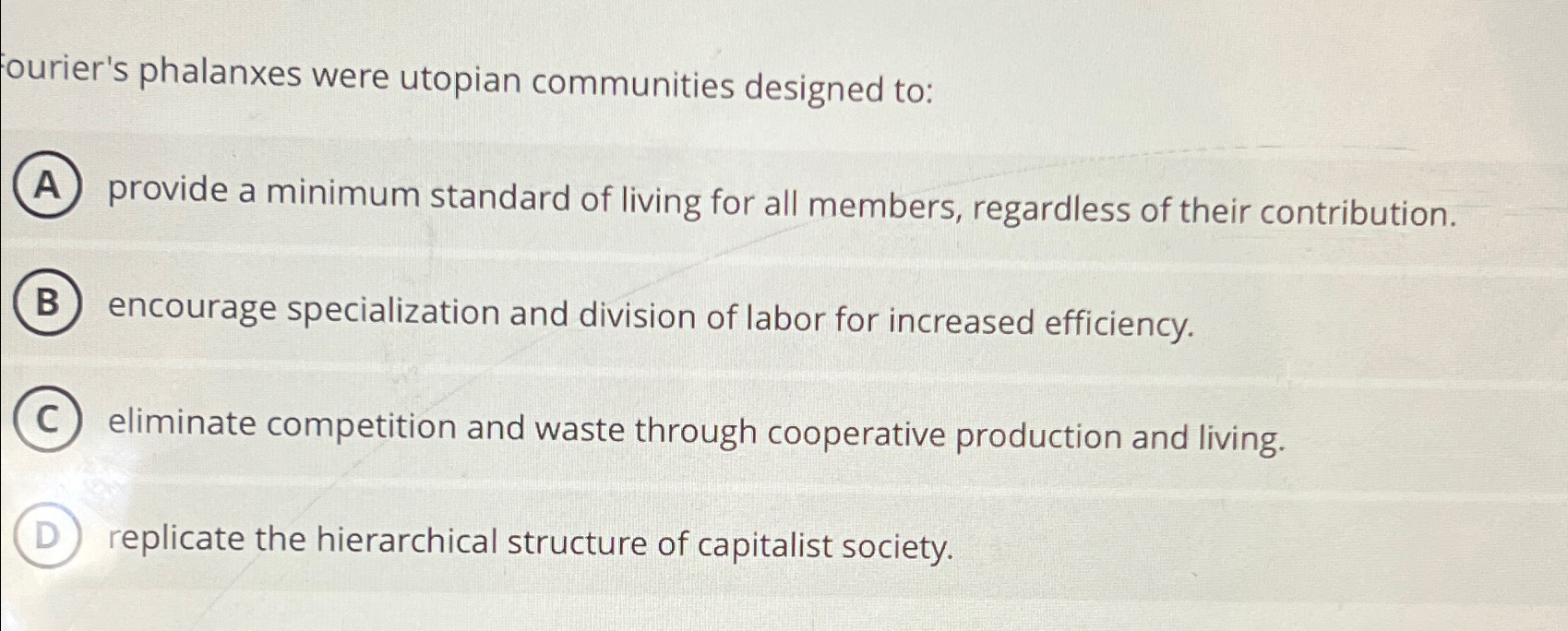 Solved fourier's phalanxes were utopian communities designed | Chegg.com