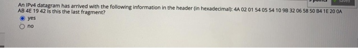 Solved ved An IPv4 datagram has arrived with the following | Chegg.com