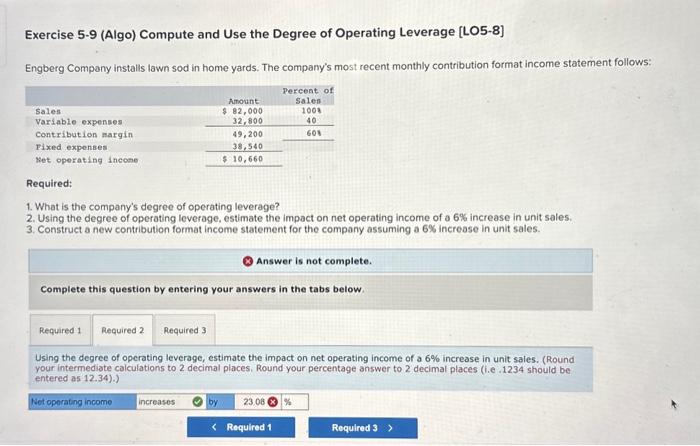 Solved Exercise 5-9 (Algo) Compute and Use the Degree of | Chegg.com