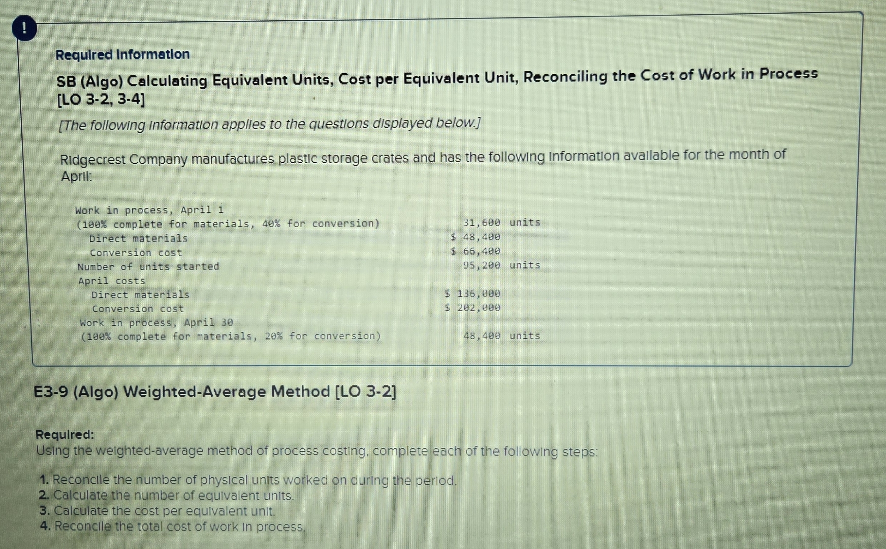 Solved !Required InformatlonSB (Algo) ﻿Calculating | Chegg.com