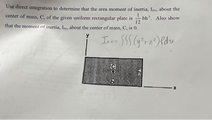 Solved Use direct integration to determine that the area | Chegg.com