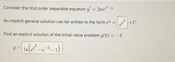 Solved Consider The First Order Separable Equation