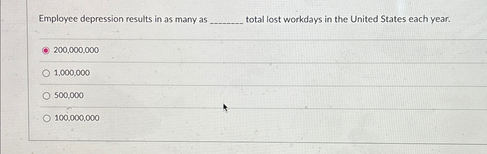 Solved Employee depression results in as many as total lost | Chegg.com