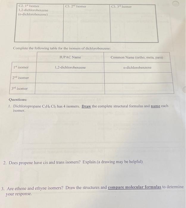 Solved Complete the following table for the isomers of | Chegg.com