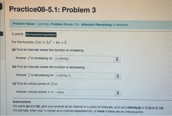 Solved For the function f(x)=2x3−6x+5 (a) Find all intervals | Chegg.com