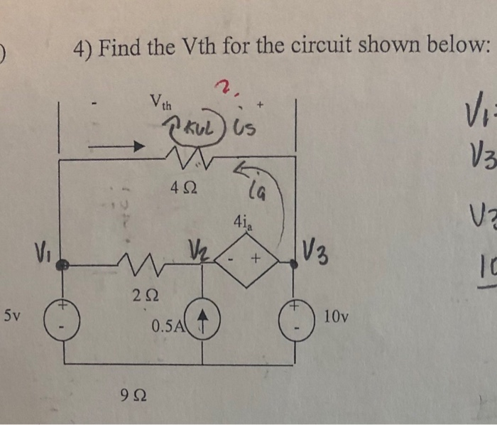 Solved 4) Find the Vth for the circuit shown below: pKLUS 42 | Chegg.com