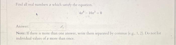 Solved Find all real numbers x which satisfy the equation. | Chegg.com